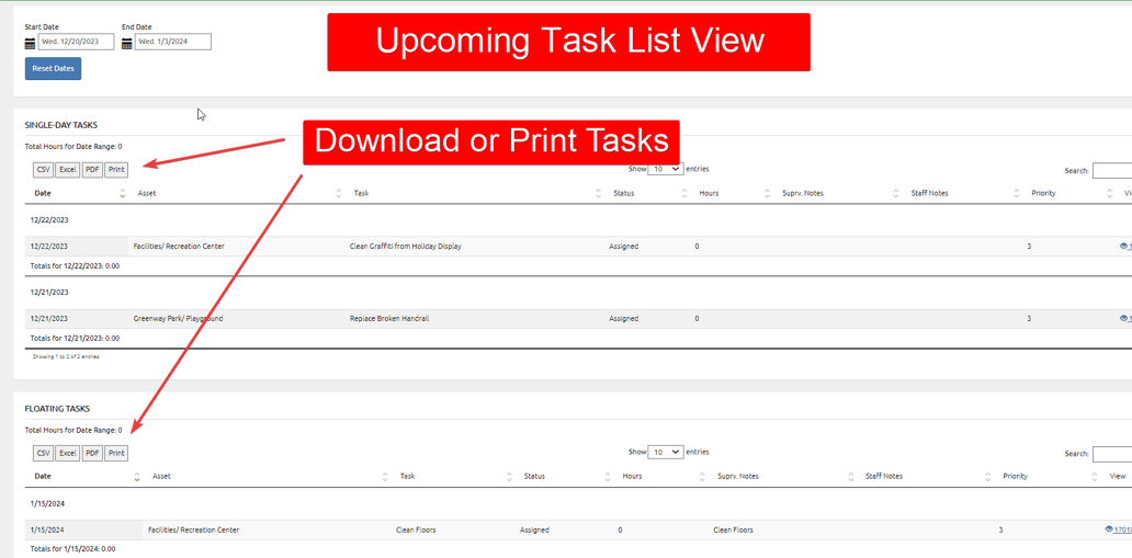Viewing Upcoming Tasks